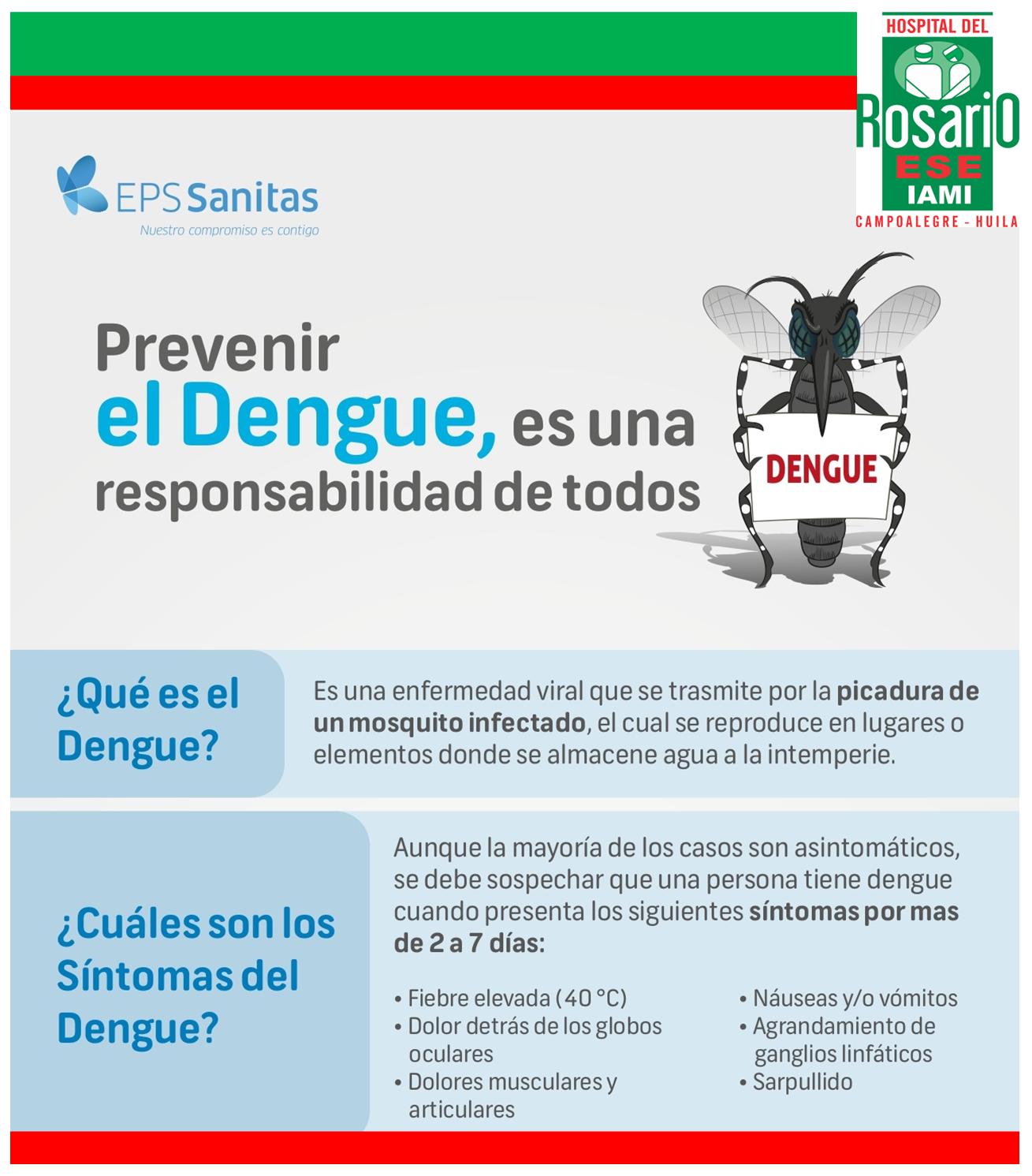 El dengue es una amenaza para la salud de las familias - E.S.E Hospital del Rosario